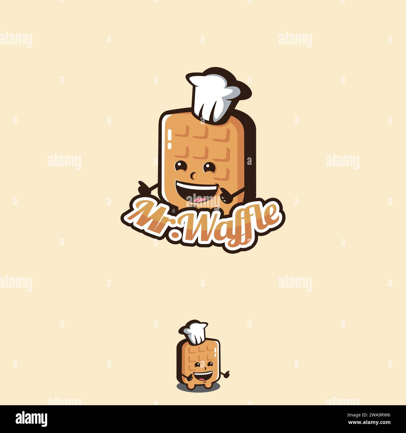 Fun playful mascot cartoon of waffle logo icon vector illustration ...