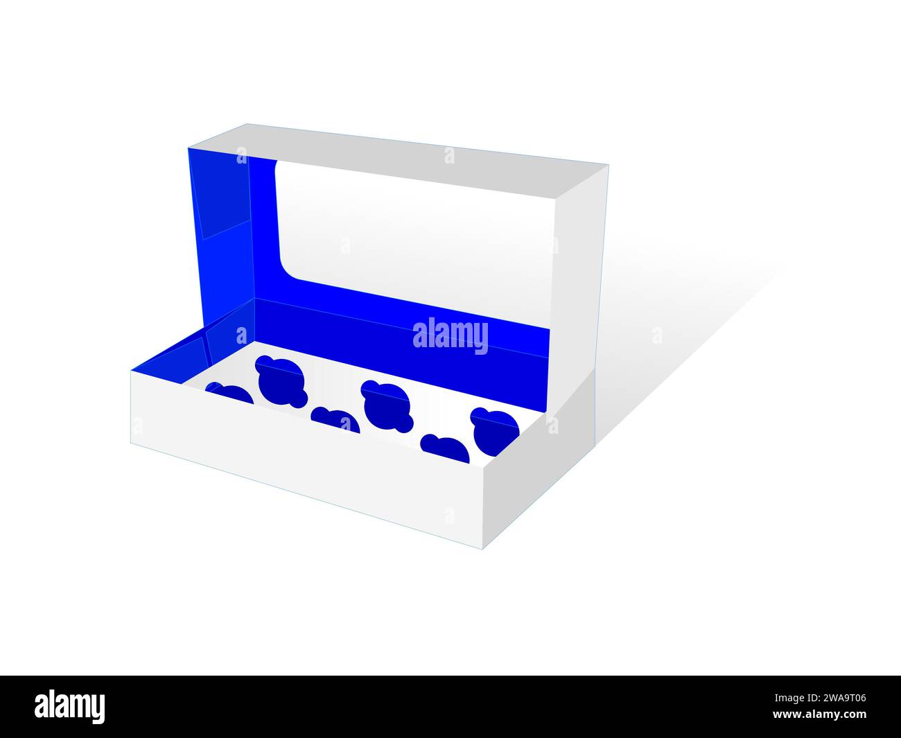 Cupcake Box Window Display 6 Holes Insert Dieline Template Editable ...