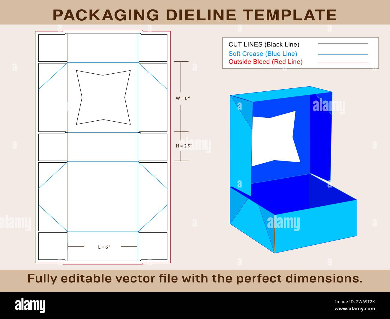 Display Pie Box, Dieline Template, Editable Vector File Stock Vector ...