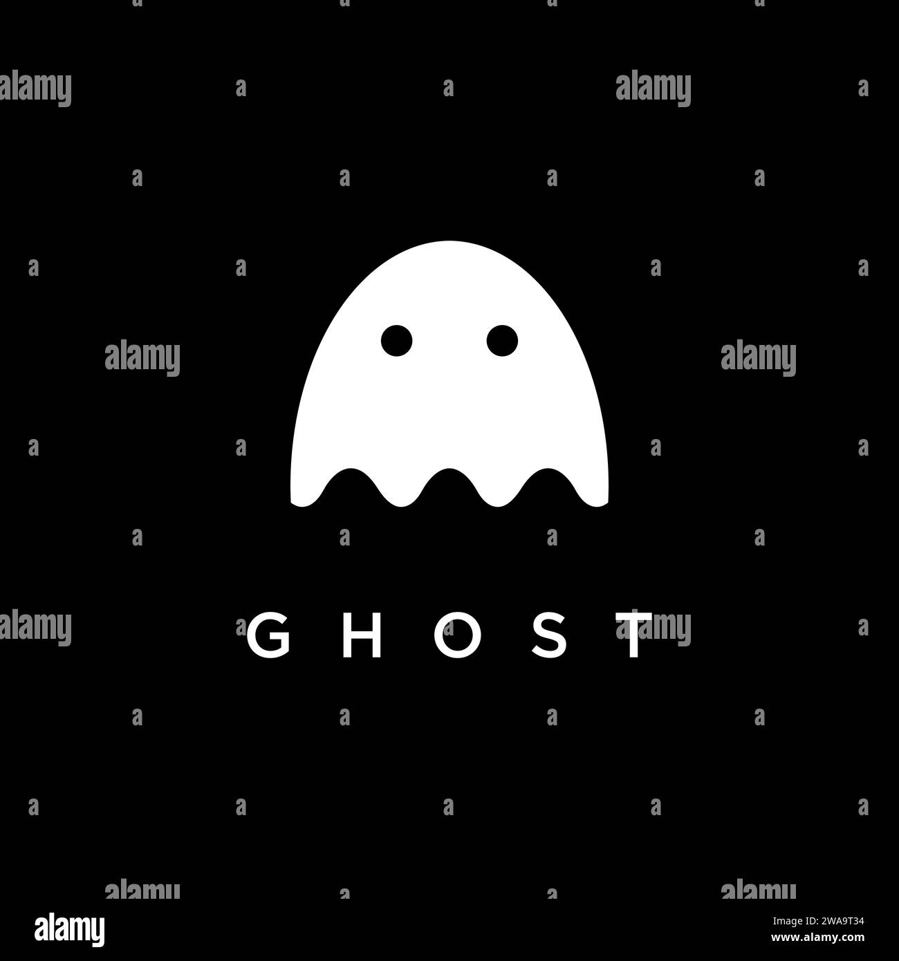 Simple ghost logo icon vector template on black background Stock Vector ...