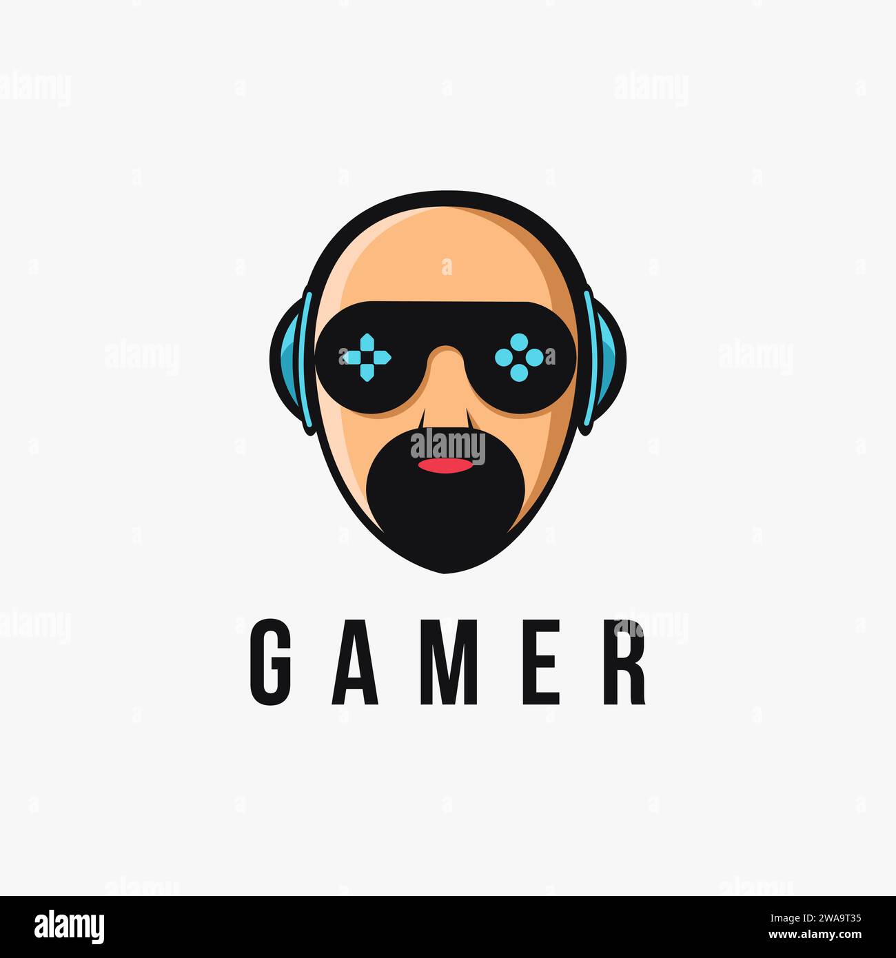 Mascot Man gamer logo with joystick glass eye logo icon vector template ...