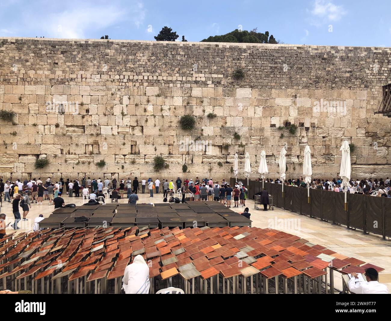 Jerusalem, Israel - May 19, 2023: Jewish worshipers are praying at the ...