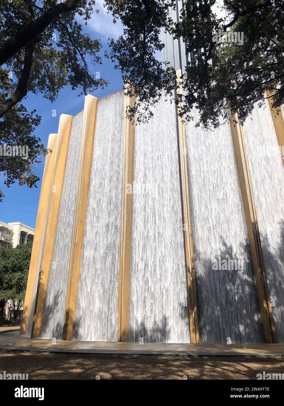 Houston, USA - October 21, 2023: scenic water wall in Houston built in ...