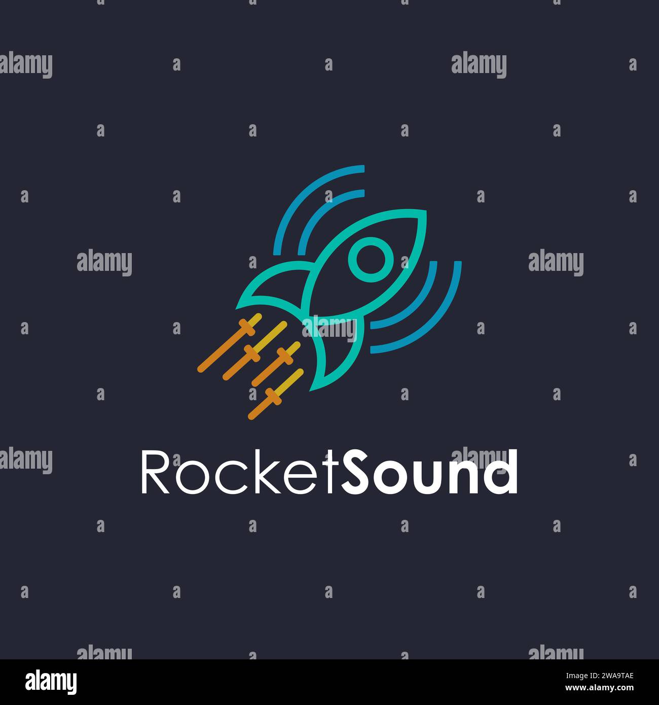 playful rocket and sound amplifier tunnel logo icon vector template on ...