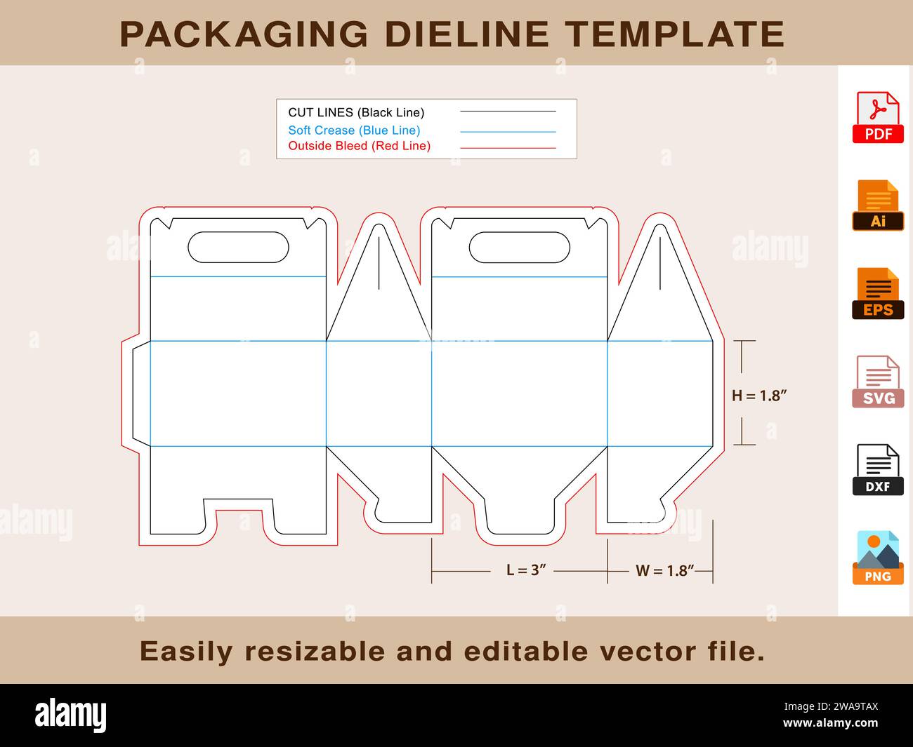 Gift Box, Die line Template, Editable Vector File Stock Vector Image ...