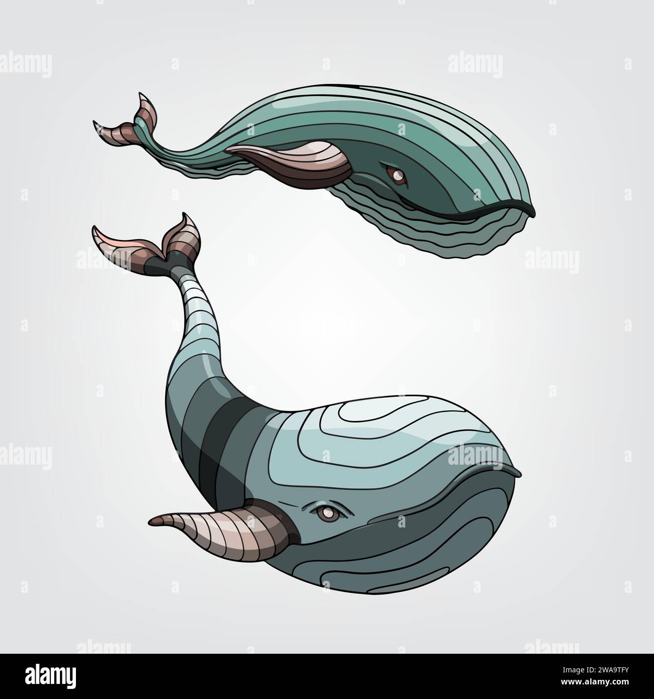 Vector illustration of isolated cartoon whales Stock Vector Image & Art ...