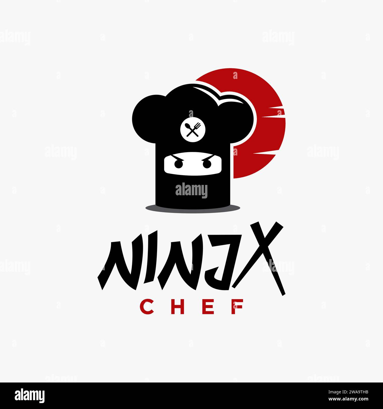 Creative ninja chef hat logo icon vector template on white background ...