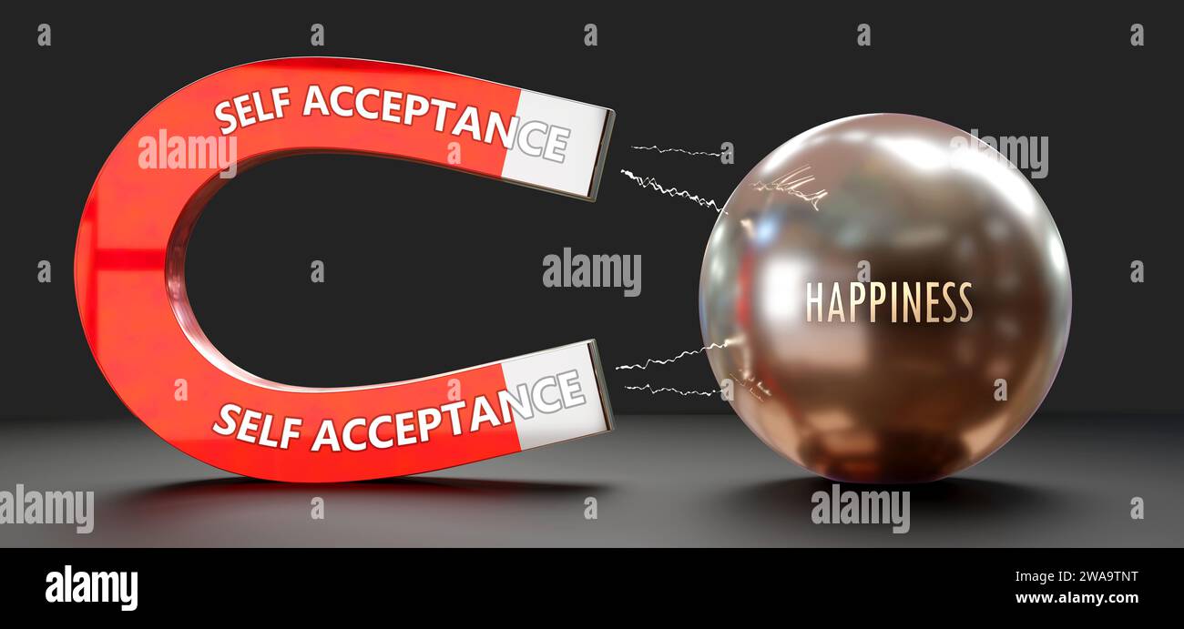Self acceptance attracts Happiness. A metaphor showing self acceptance ...