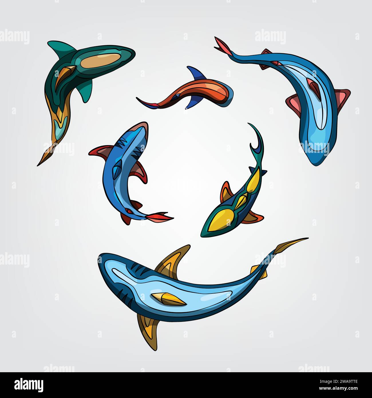 Cartoon sharks hi-res stock photography and images - Alamy