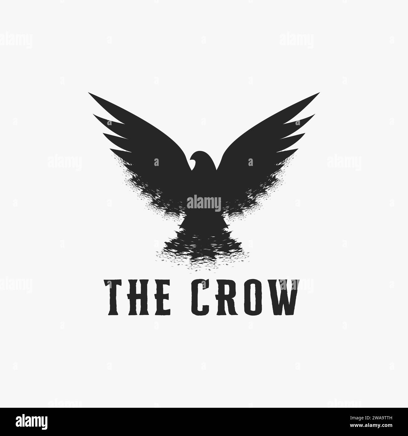 Vintage dirty retro hipster flying crow logo icon vector design on ...