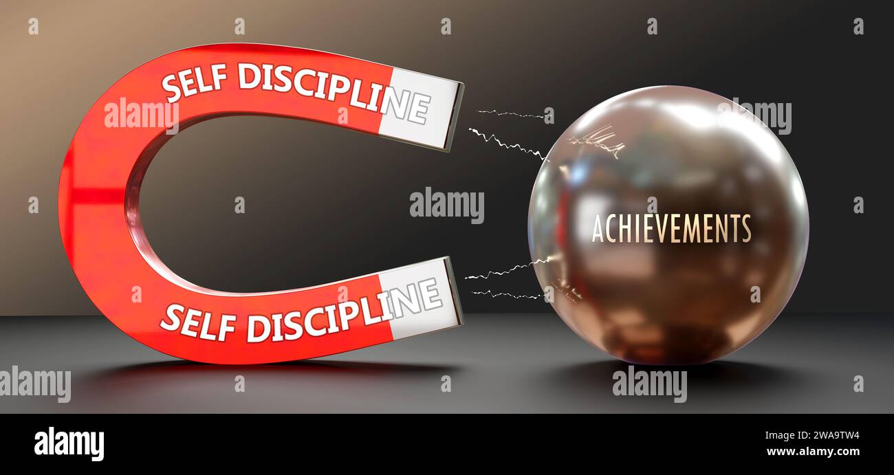 Self discipline attracts Achievements. A metaphor showing self ...