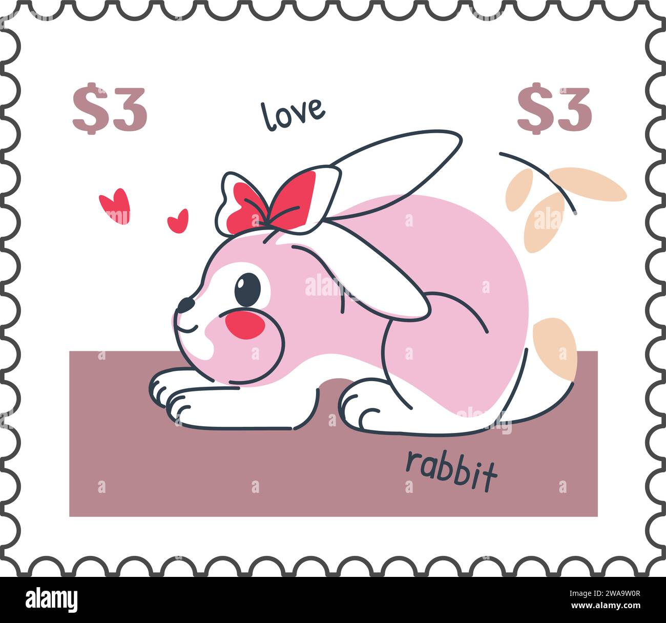 Postmark for letters with female character rabbit Stock Vector Image ...
