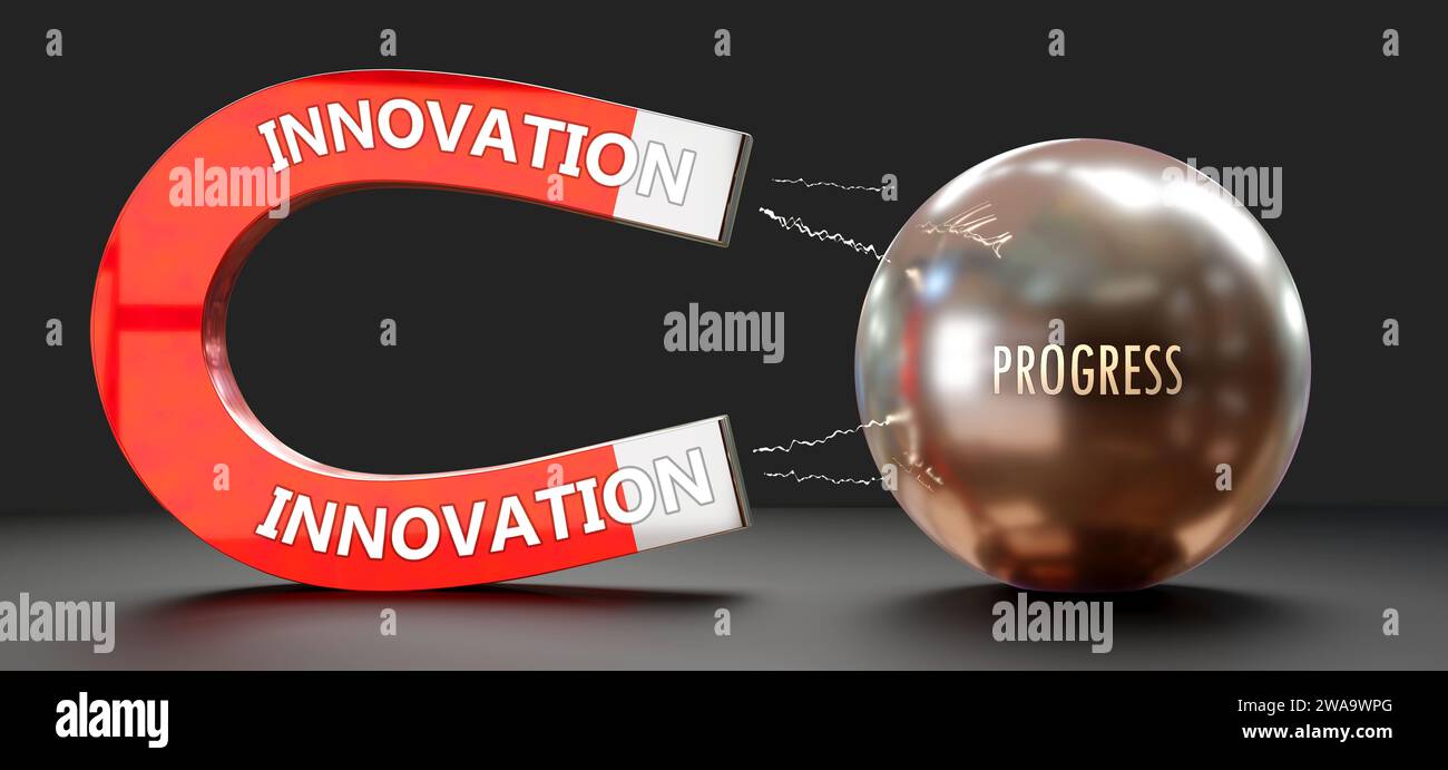 Innovation attracts Progress. A metaphor showing innovation as a big ...
