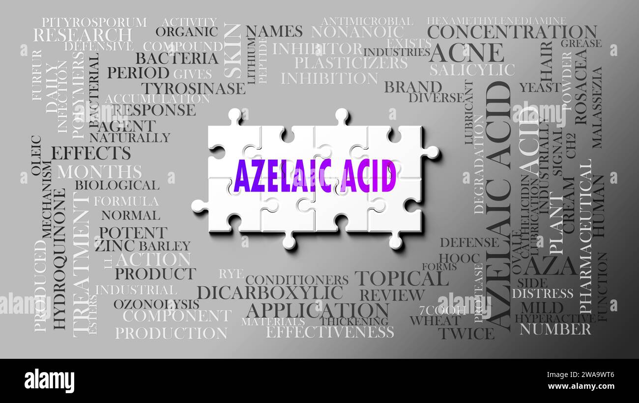 Azelaic acid - a complex subject, related to many concepts. Pictured as ...