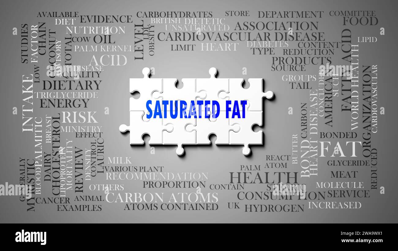 Saturated fat - a complex subject, related to many concepts. Pictured ...