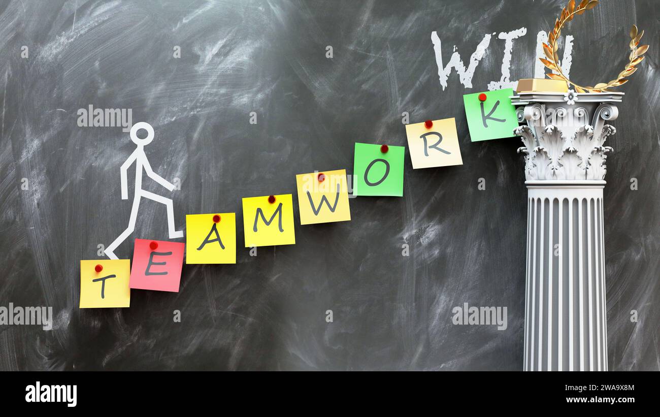 Teamwork leads to Win - a metaphor showing how teamwork makes the way ...