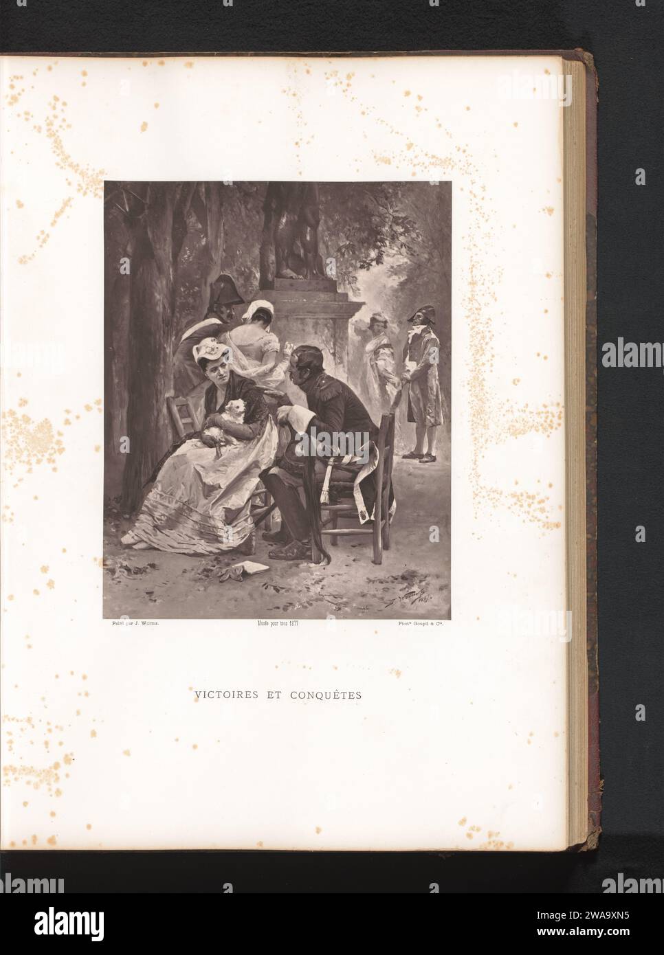 Reproduction of a design of soldiers in conversation with women by ...