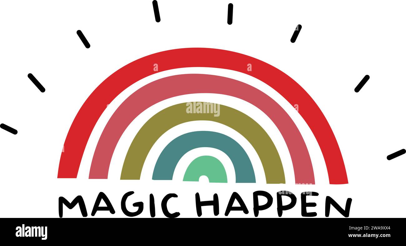 Hand drawing rainbow magic happen vector image Stock Vector Image & Art ...