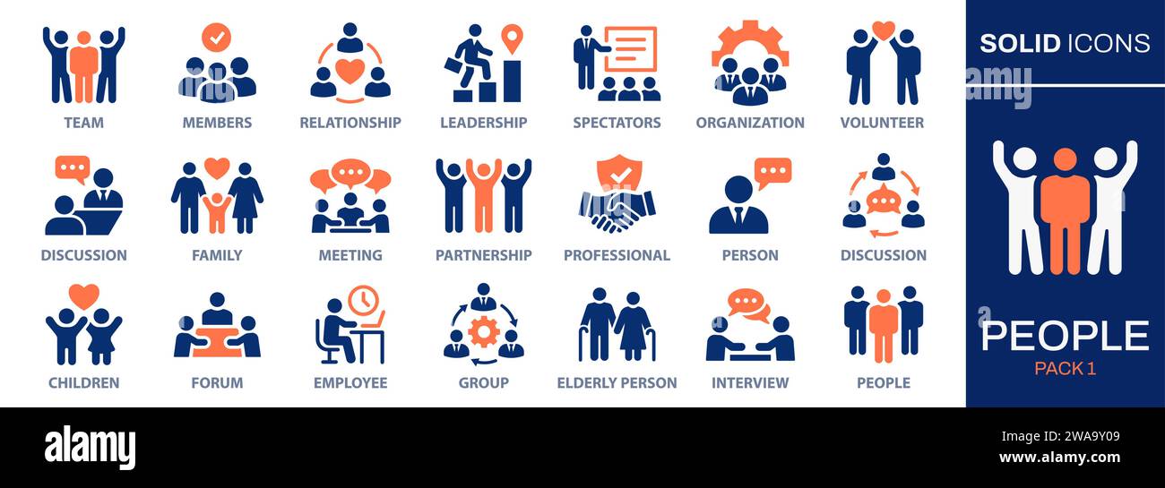 People icon set. Collection of team, person, group, family, human and ...