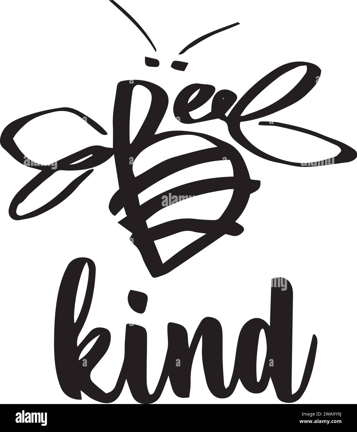 Bee Kind vector illustration, design of Be Kind quote, cut file for ...
