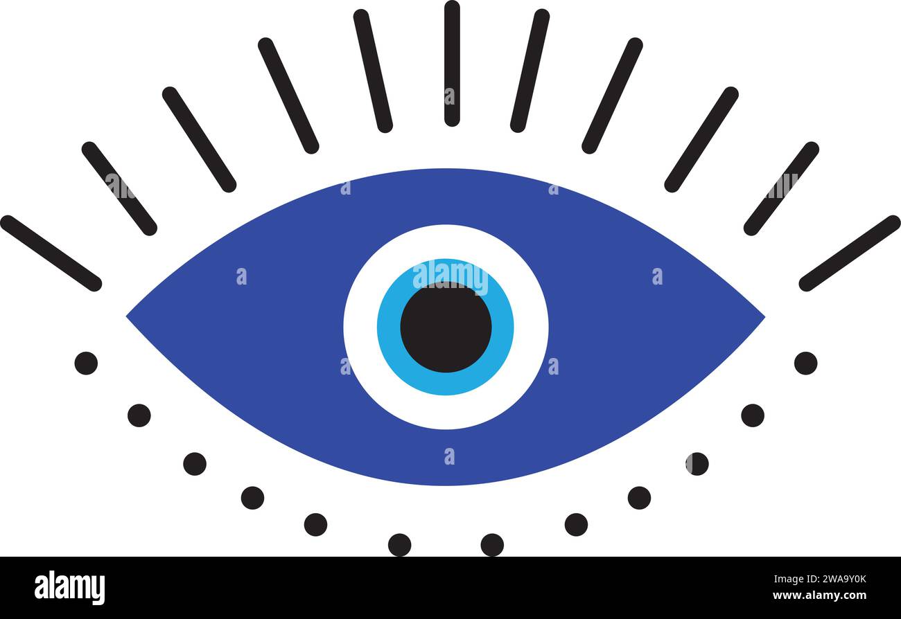 Blue eye with lines above and dots below. Blue eye good luck, mystical ...