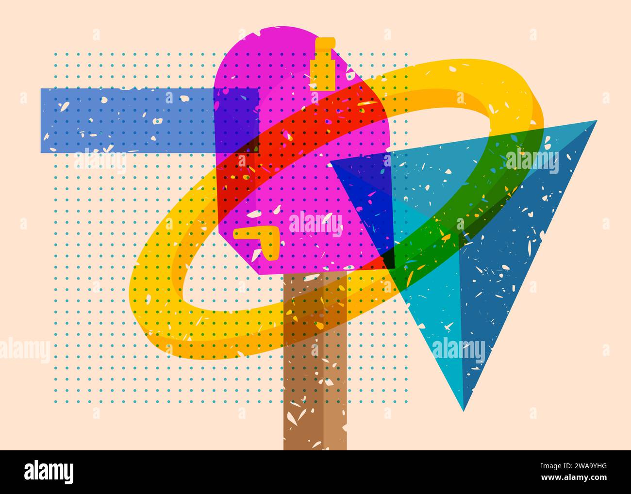 Risograph Mailbox with geometric shapes. Post and objects in trendy ...