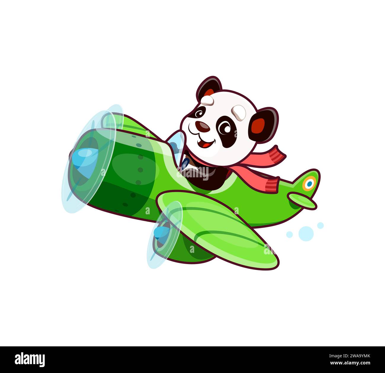 Cartoon cute panda bear animal character on plane. Funny pilot kid ...