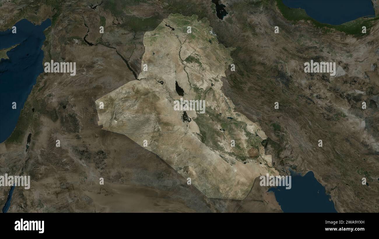 Iraq highlighted on a high resolution satellite map Stock Photo - Alamy