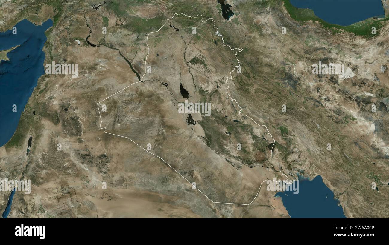Iraq outlined on a high resolution satellite map Stock Photo - Alamy