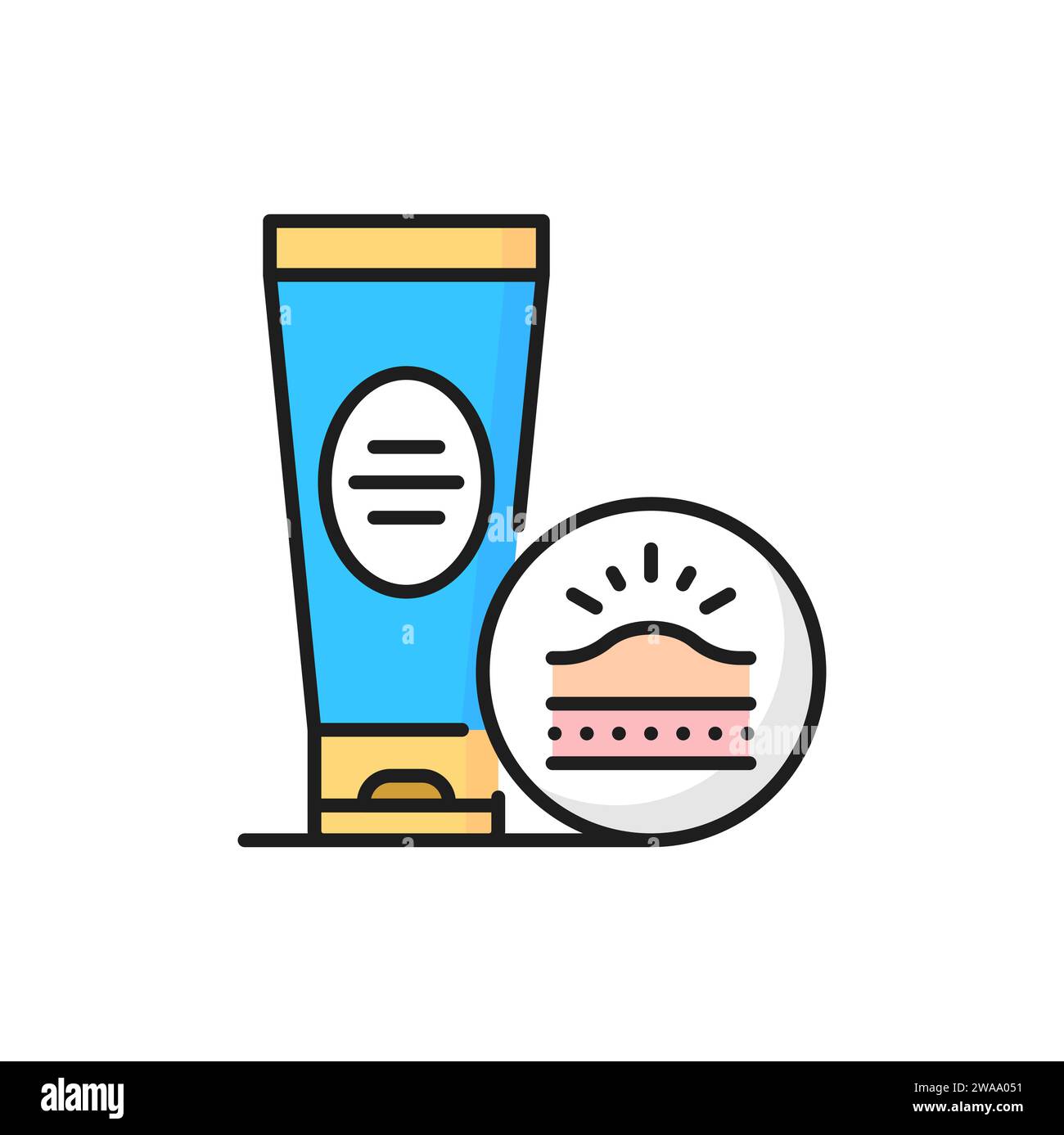 Cream edema treatment color line icon. Vector allergic reaction and ...
