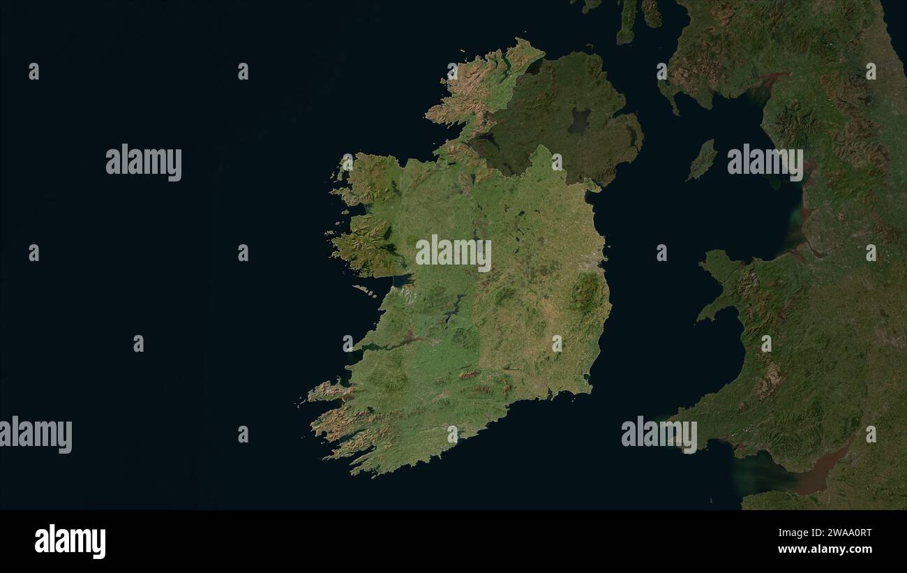 Ireland highlighted on a low resolution satellite map Stock Photo - Alamy