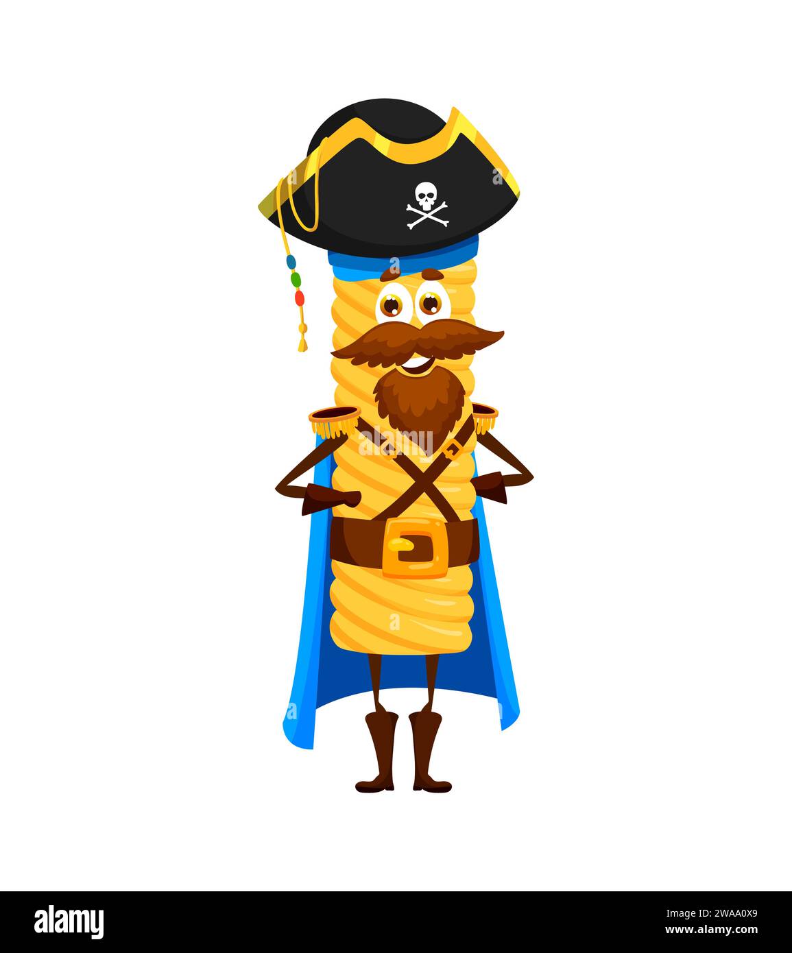 Cartoon tortiglioni italian pasta pirate and corsair character stand ...