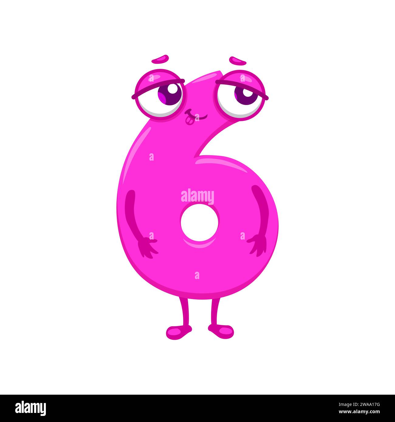 Cartoon funny math number six character. School math, kids education ... Cartoon funny math number six character. School math, kids education ...