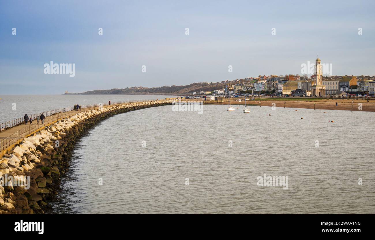 View toward the seafront of Herne Bay on the north east coast of Kent ...