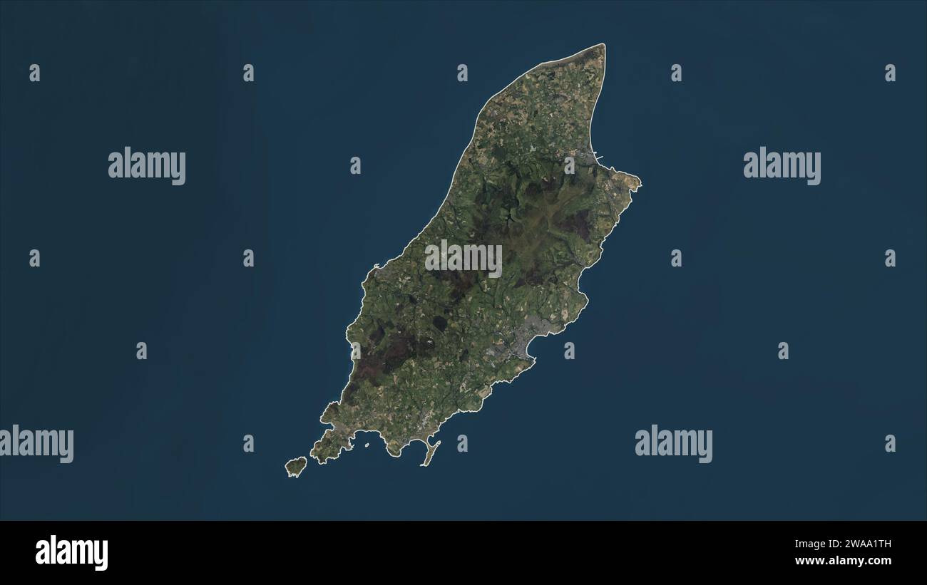 Isle of Man outlined on a high resolution satellite map Stock Photo - Alamy