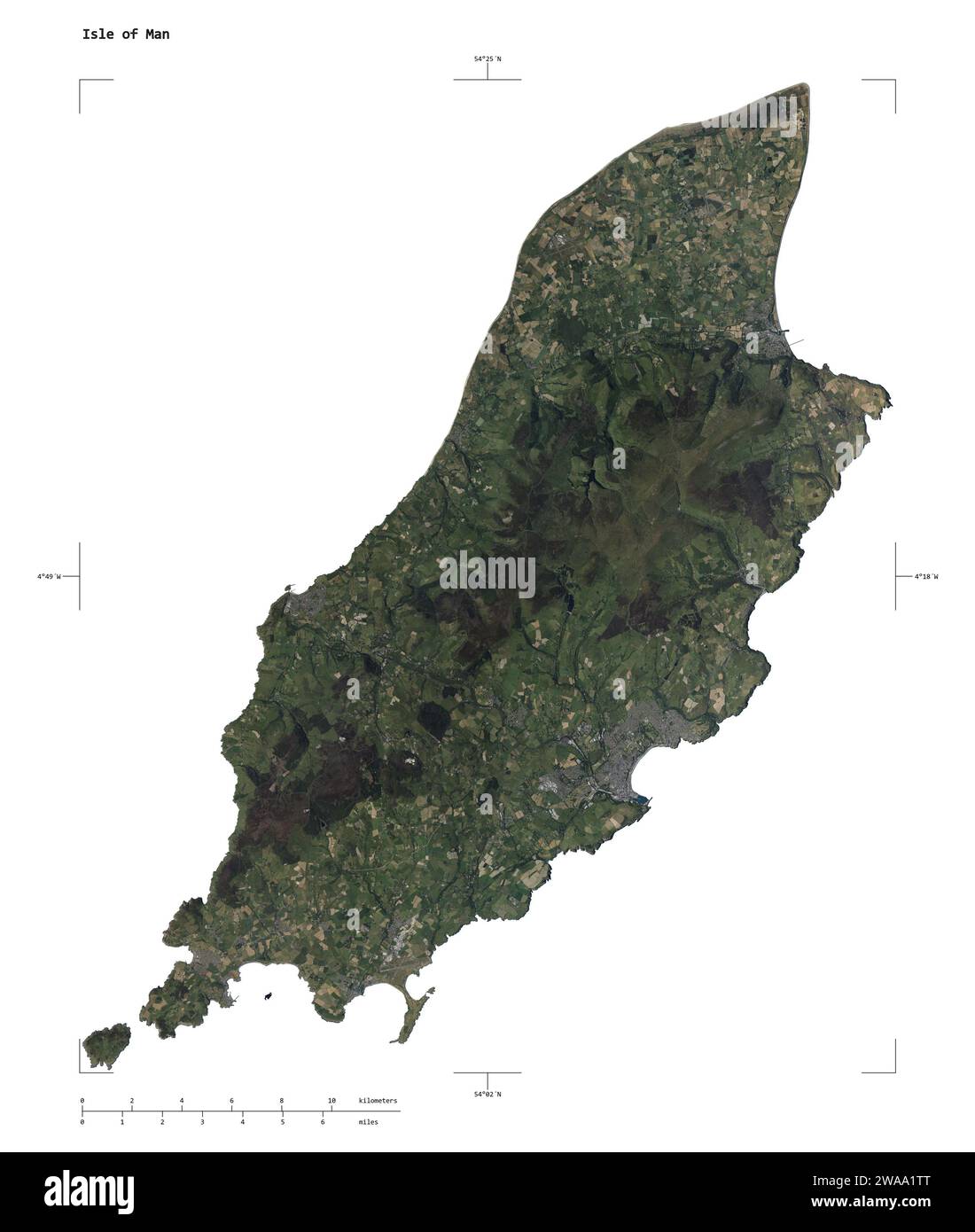 Shape of a high resolution satellite map of the Isle of Man, with ...