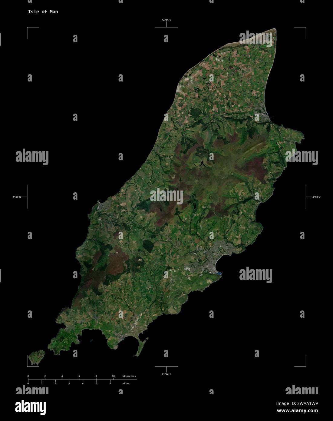 Shape of a low resolution satellite map of the Isle of Man, with ...