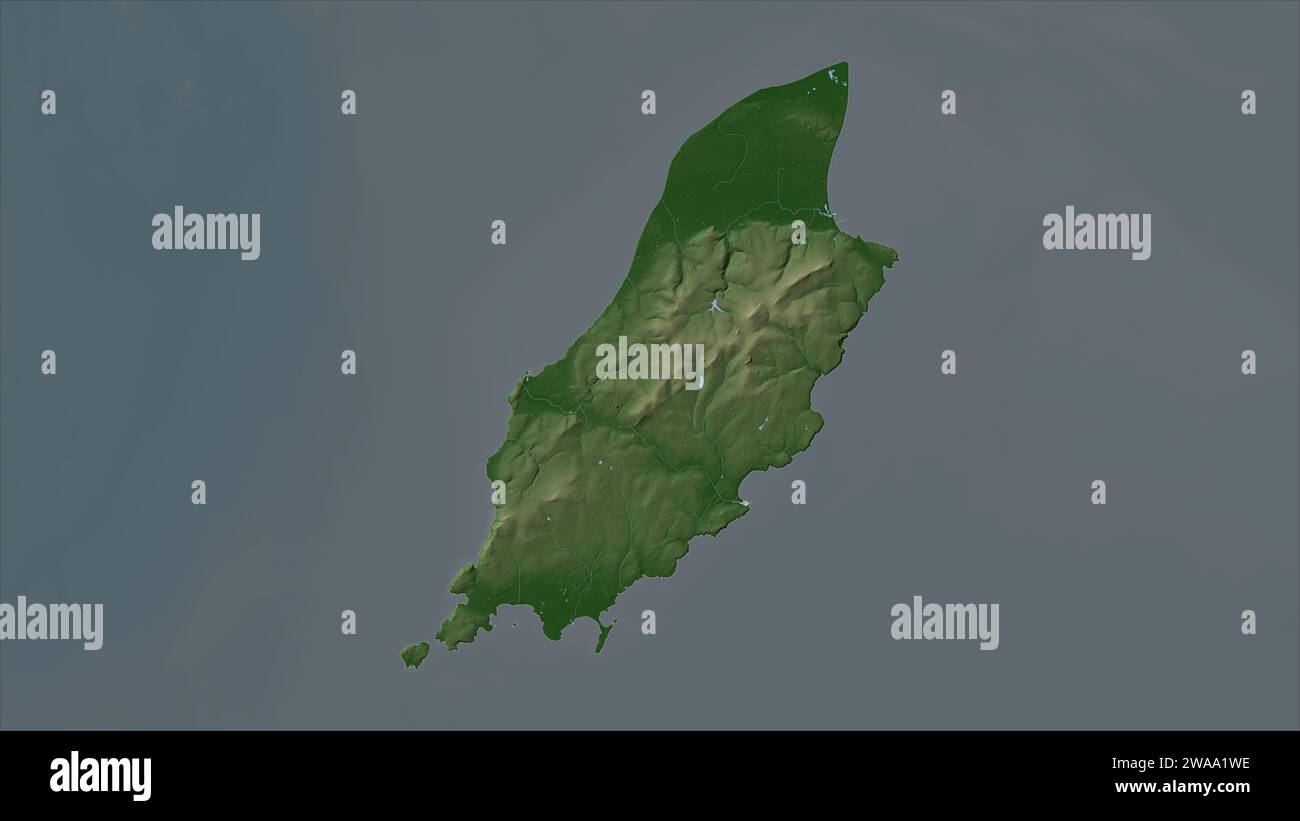 Isle of Man highlighted on a Pale colored elevation map with lakes and ...