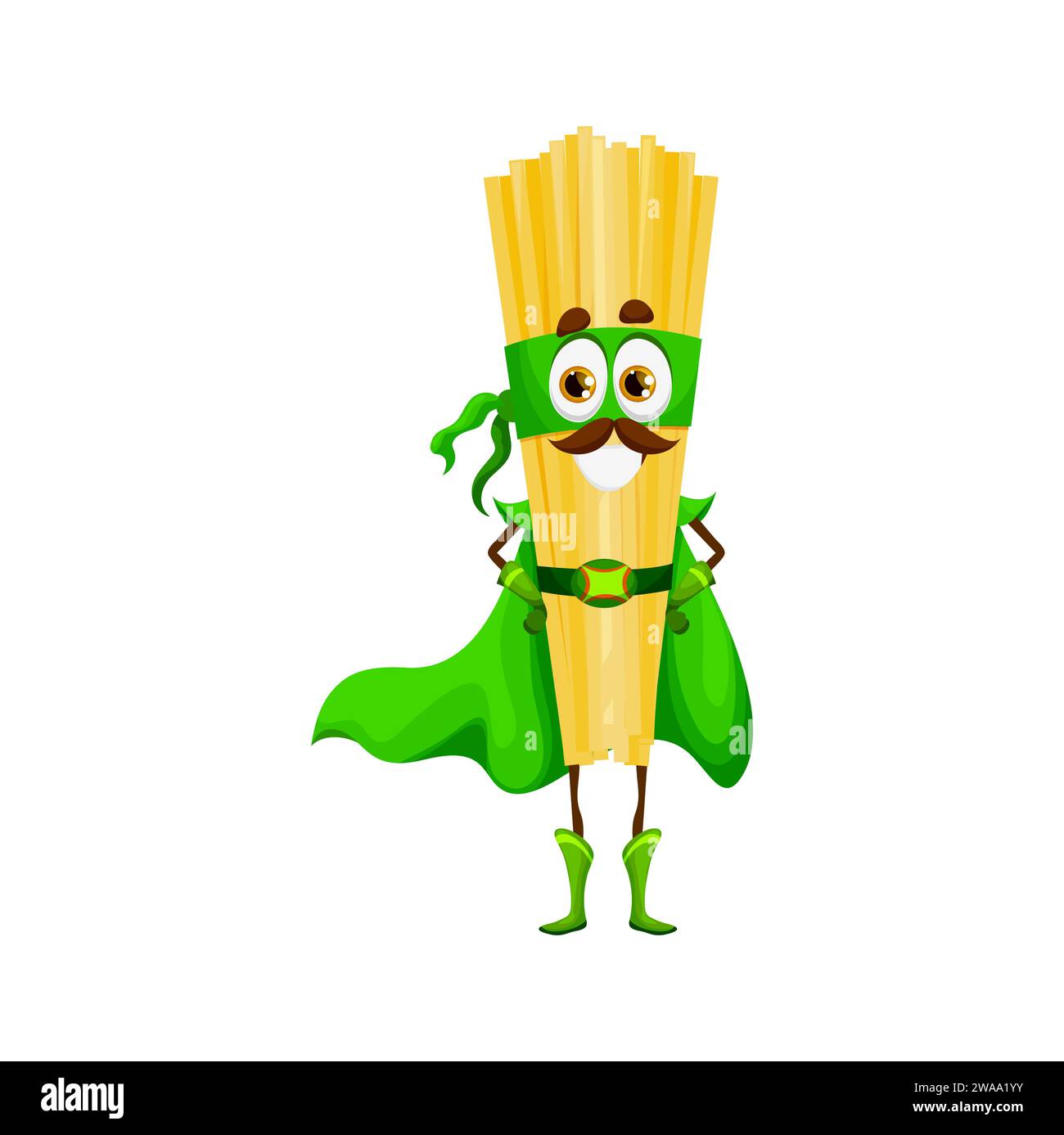 Cartoon pasta superhero character, linguine in super hero costume ...