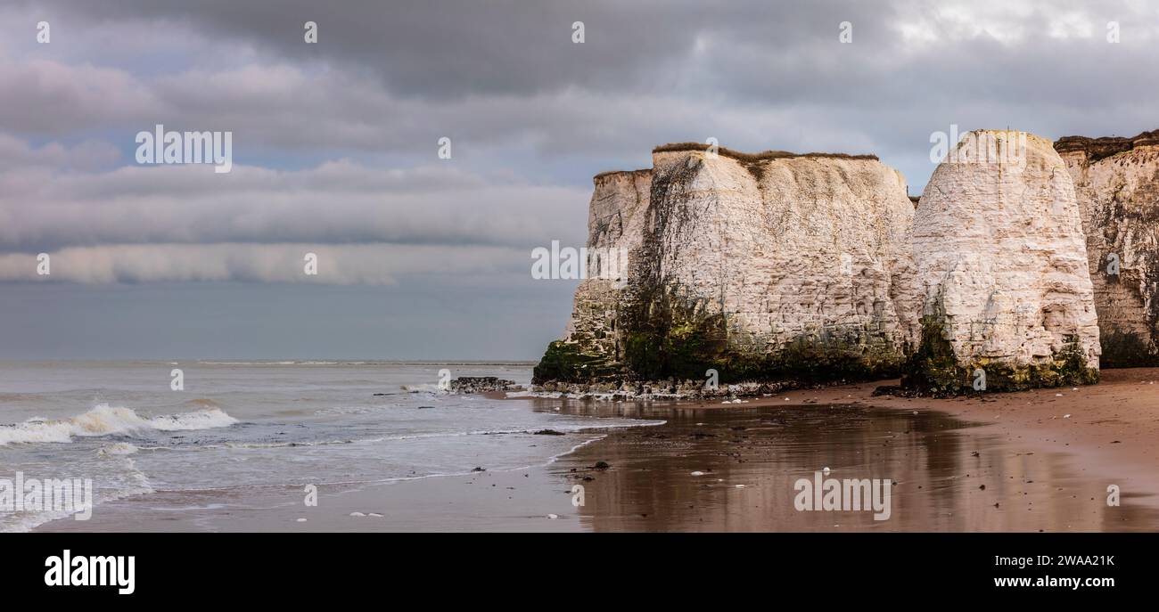 The distinctive sea stacks and chalk cliffs at Botany Bay Broadstairs ...