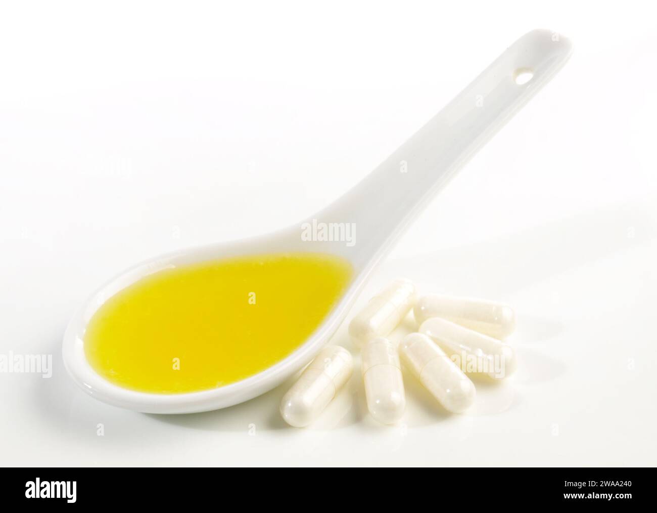 Butyrate Capsules with liquid Butter Stock Photo - Alamy