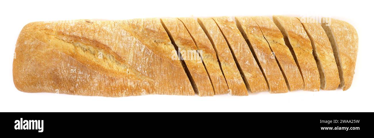 Crusty Ciabatta Bread with Slices isolated on white Background ...