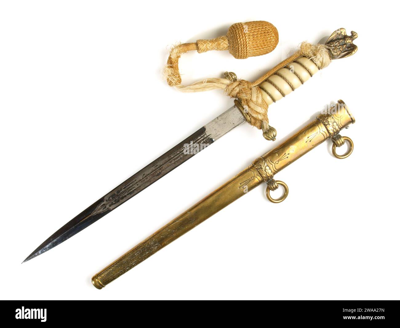 Military Dagger with Metal Sheath isolated on white Background Stock ...