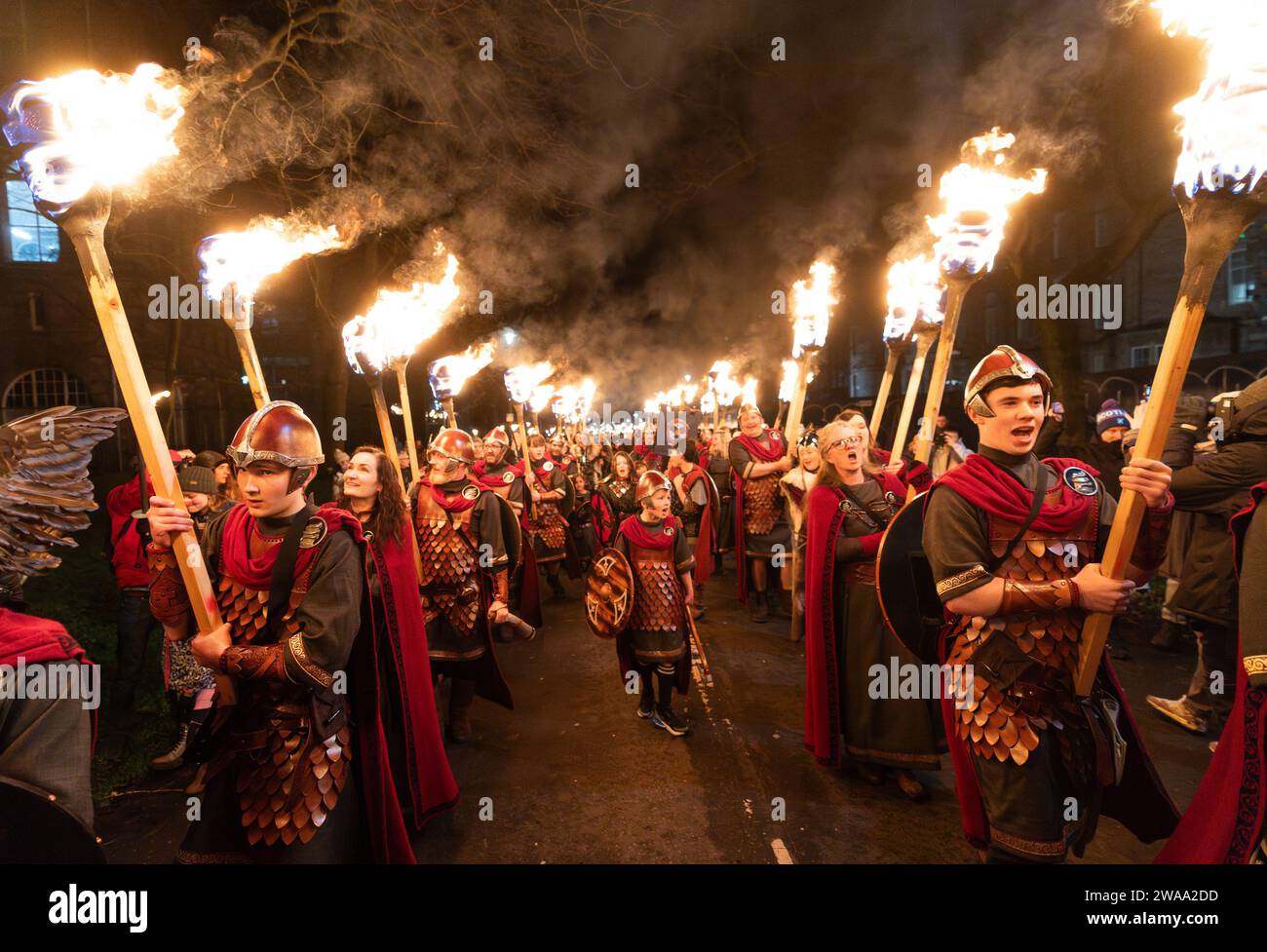Torchlight procession led by vikings from Shetland’s South Mainland Up ...