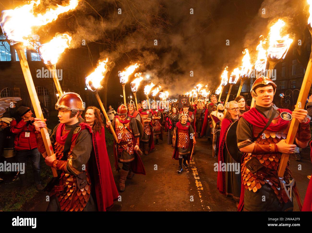 Torchlight procession led by vikings from Shetland’s South Mainland Up ...