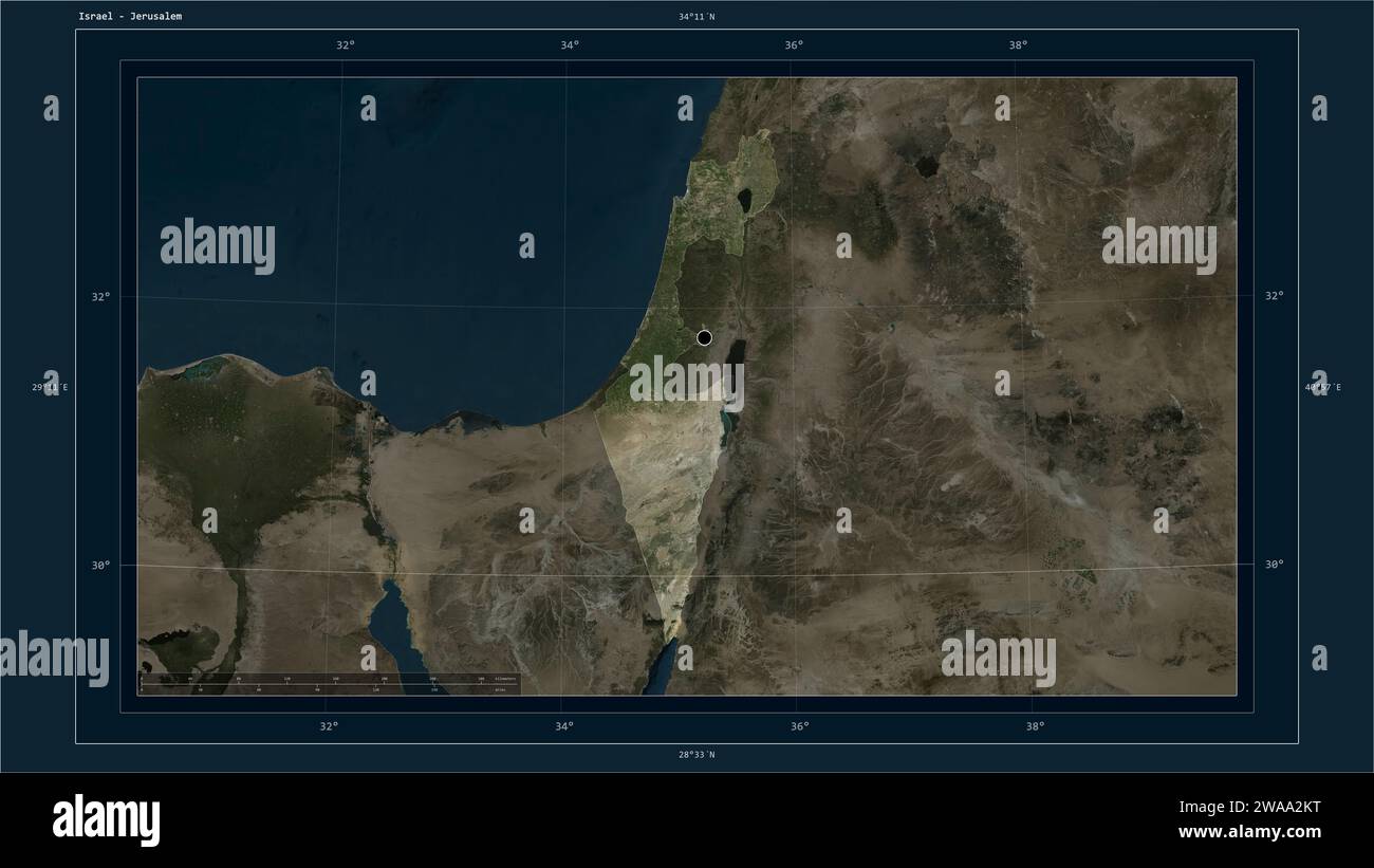 Israel highlighted on a high resolution satellite map map with the ...