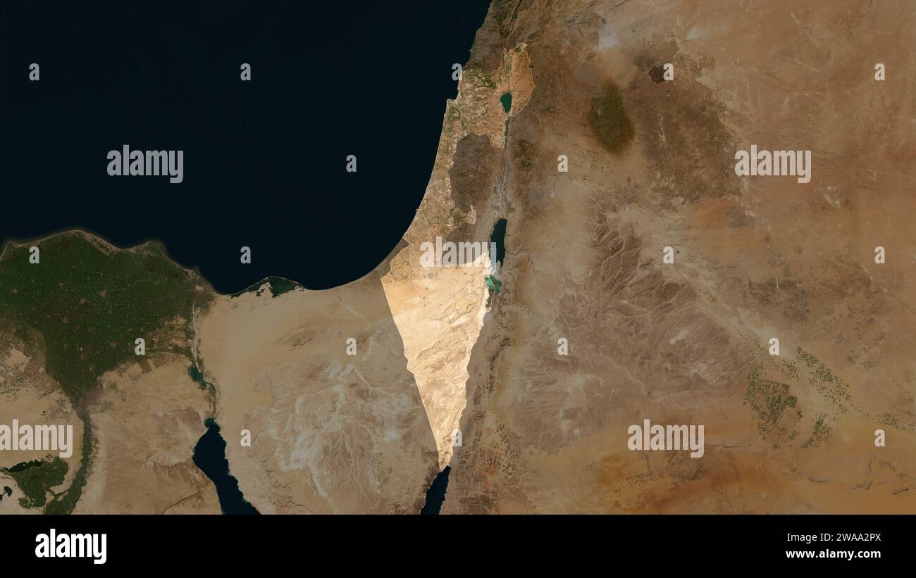 Israel highlighted on a low resolution satellite map Stock Photo - Alamy
