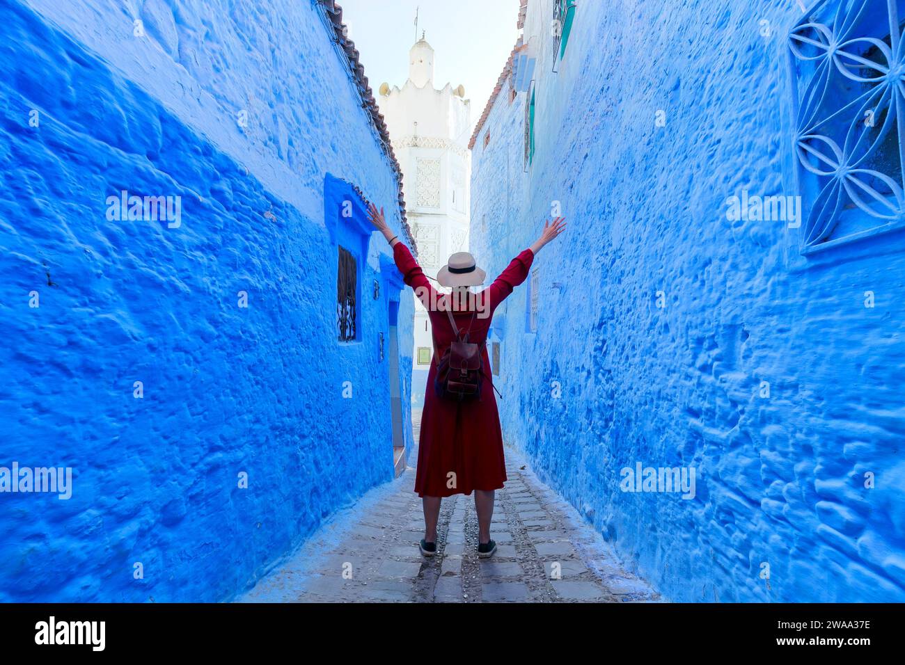 Chefchaouen town in Morocco, known as the Blue Pearl, famous for its ...