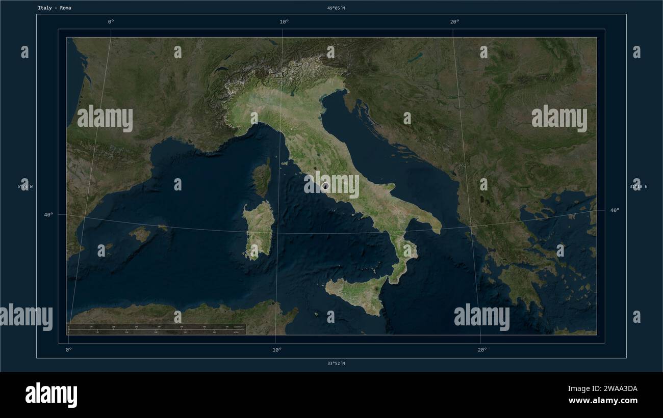 Italy highlighted on a high resolution satellite map map with the ...