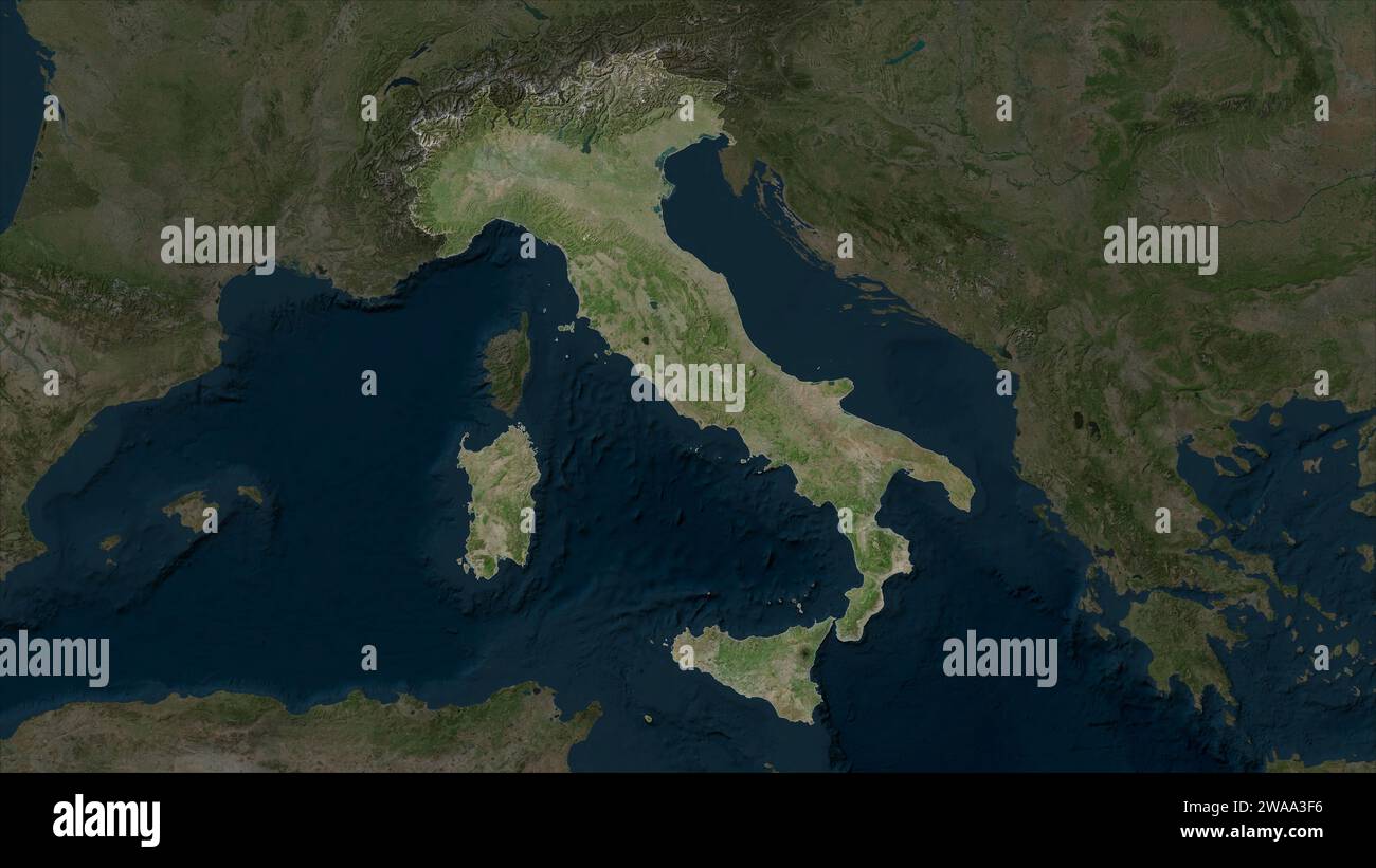 Italy highlighted on a high resolution satellite map Stock Photo - Alamy